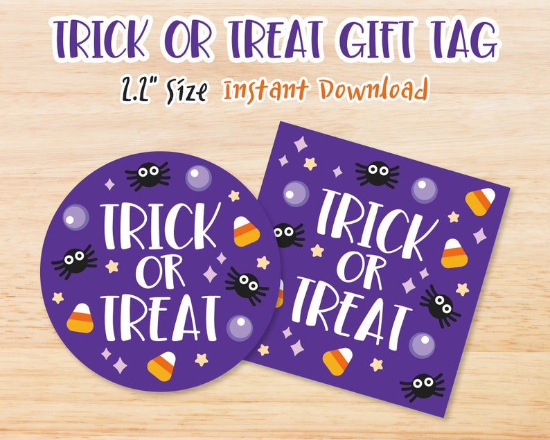 Printable Halloween Gift Tags, Trick or Treat Favor Tags, Happy ...
