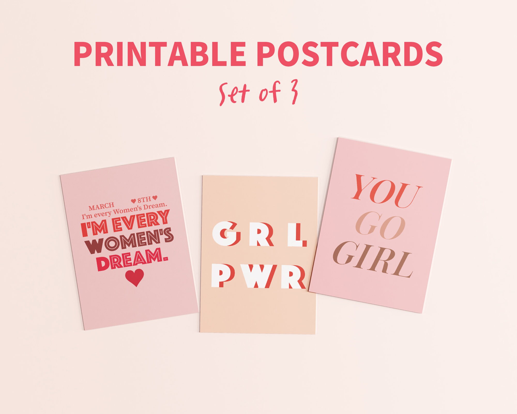 International Women's Day Card Printable, Happy Women's Day Card Set ...