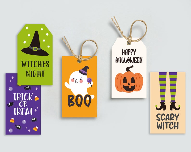 Printable Halloween Gift Tags, Happy Halloween Cookie Tags, Halloween ...