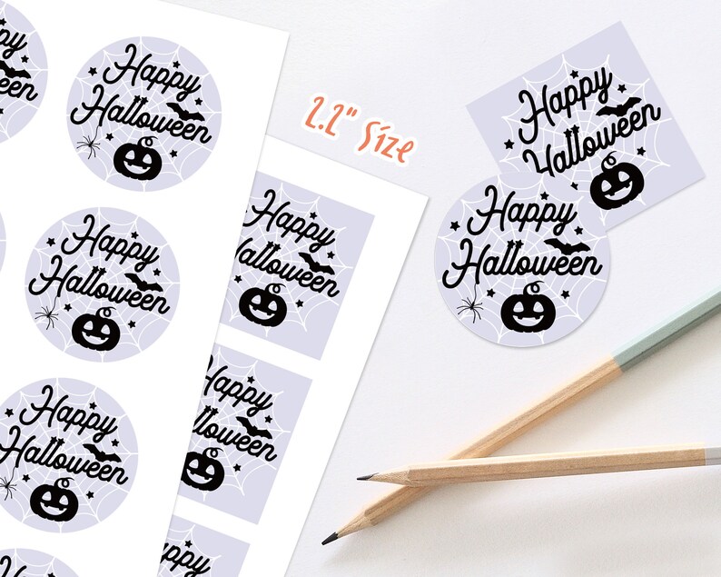 Printable Halloween Gift Tags, Happy Halloween Cookie Tags, 2.2 Round ...