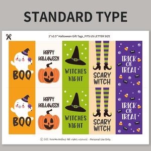 Printable Halloween Gift Tags, Happy Halloween Cookie Tags, Halloween ...