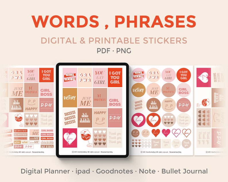 Printable Digital Planner Stickers, Ipad, Goodnotes Planner Sticker ...