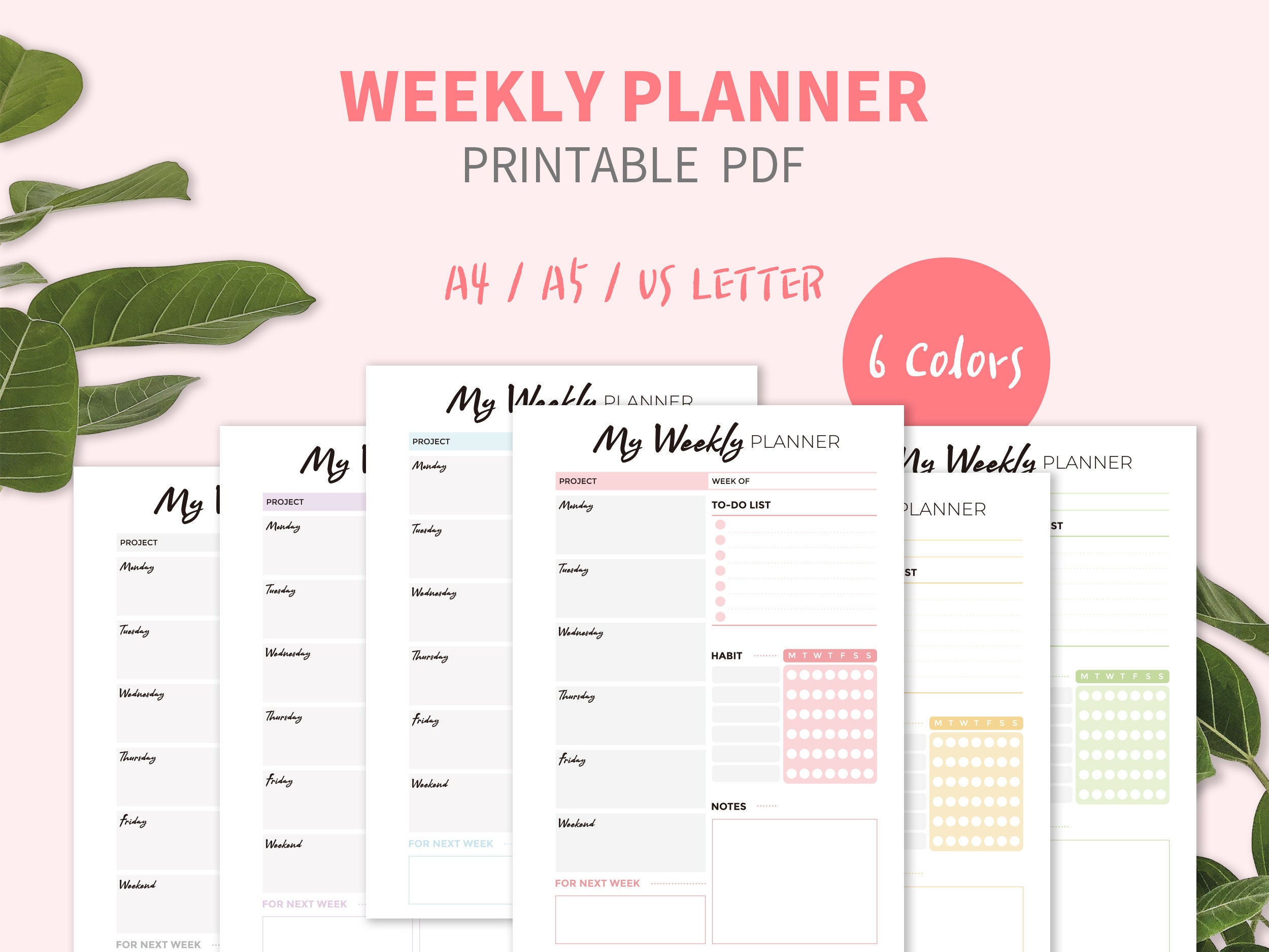 Weekly Planner Printable, Weekly Schedule, Digital Planner Download ...