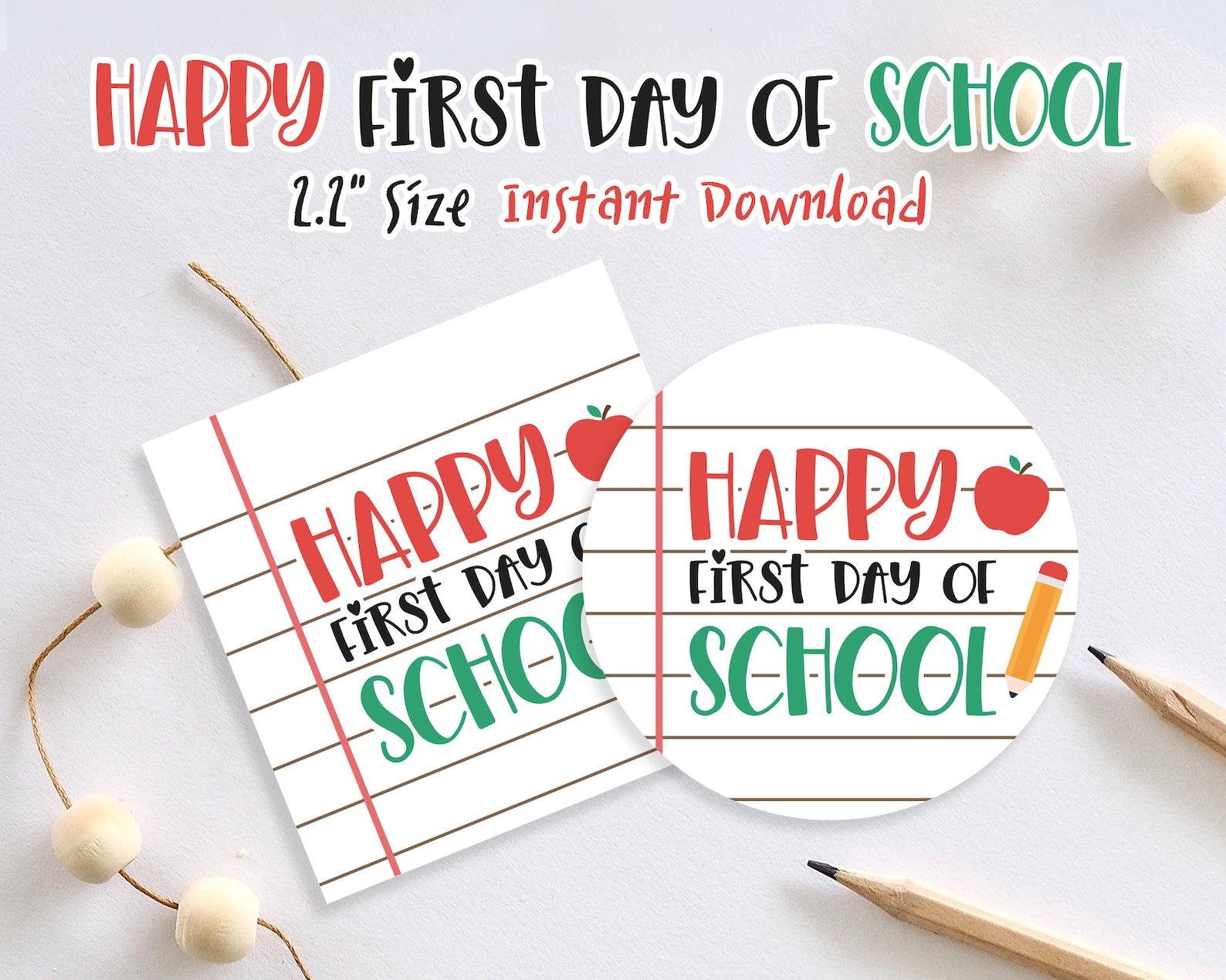 Printable Happy First Day of School Tag, Back to School Cookies Tags ...