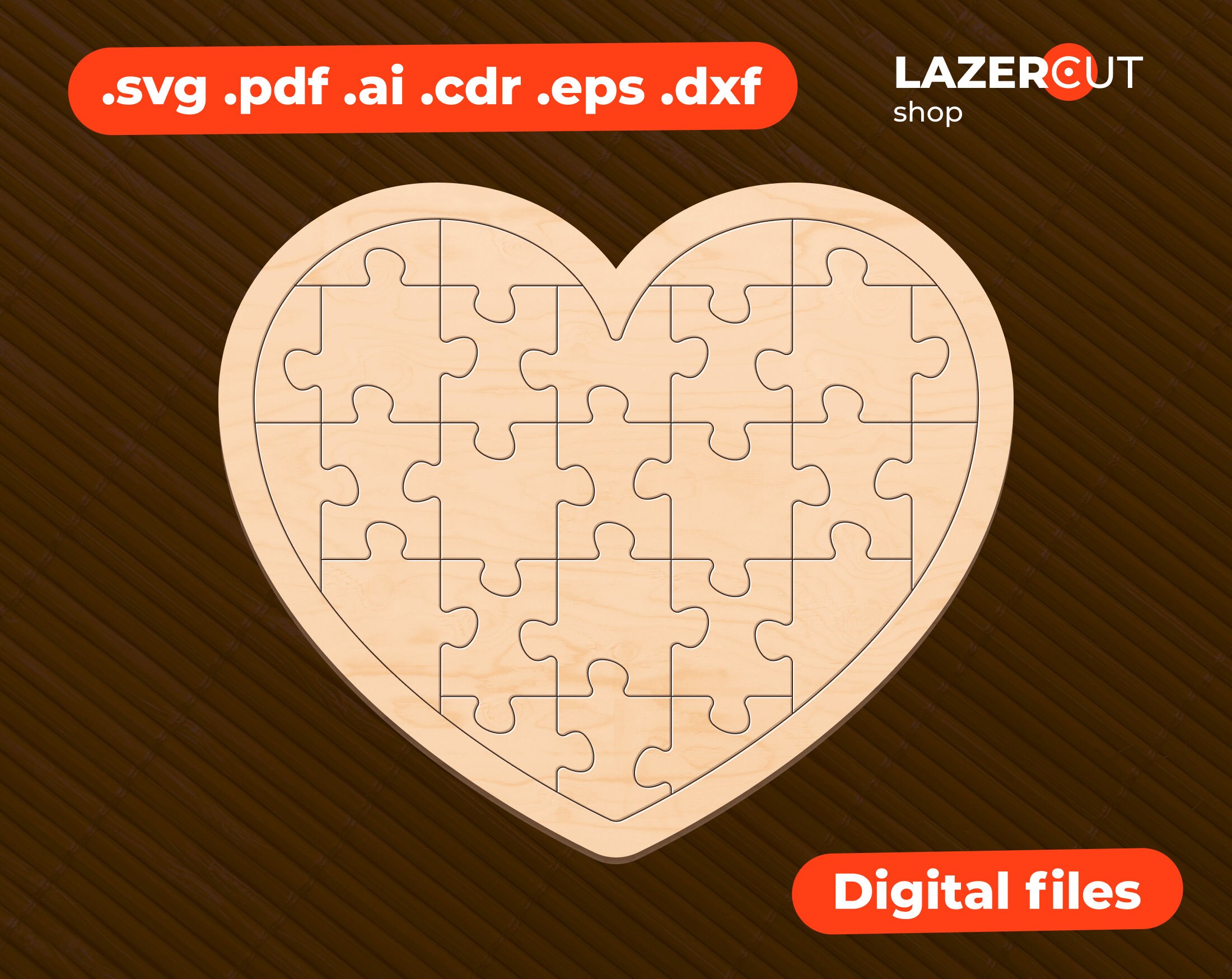Jigsaw puzzle heart SVG Cnc router files Wood working svg | Etsy