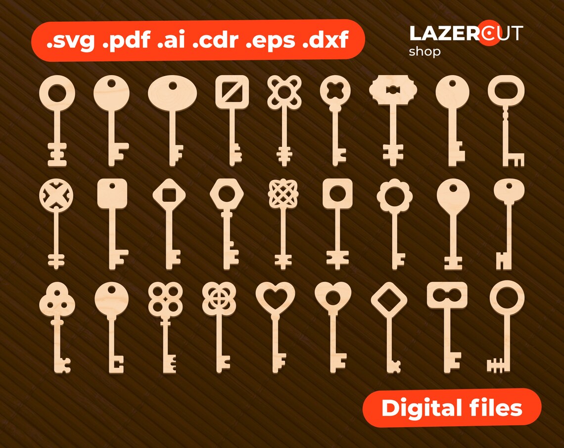 Key SVG Set Cut Files for Cricut Lazer Cut Files Chipboard | Etsy