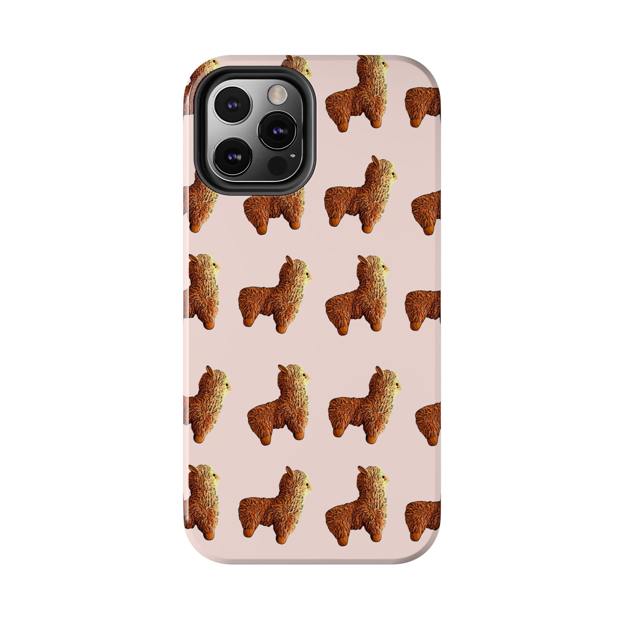 Cute Alpaca Zuzu Pink Llama Plushie Pattern Design Phone Case Rugged ...