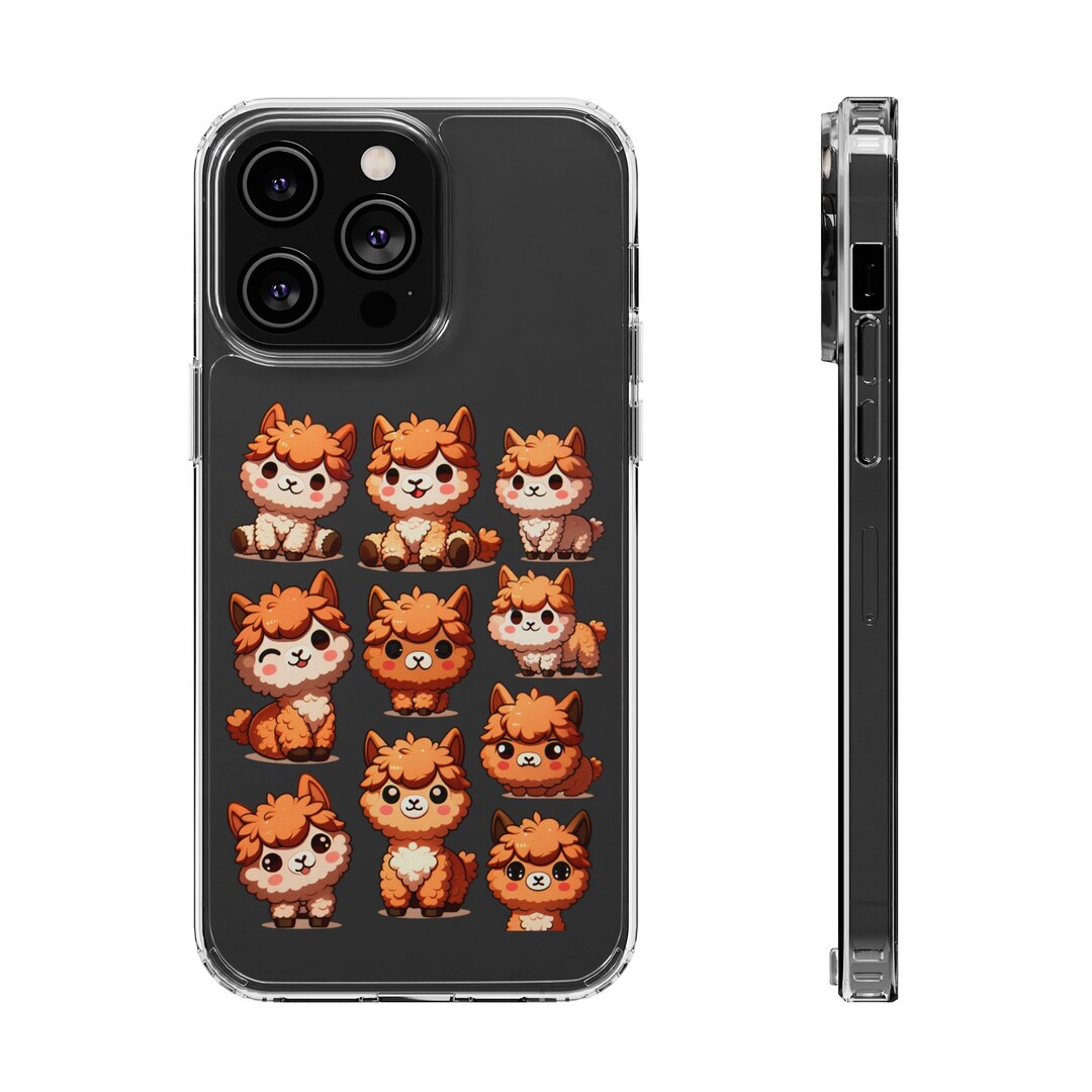 Cute Alpaca Llama Plushie Cartoon Pattern Clear Lightweight Phone Case ...
