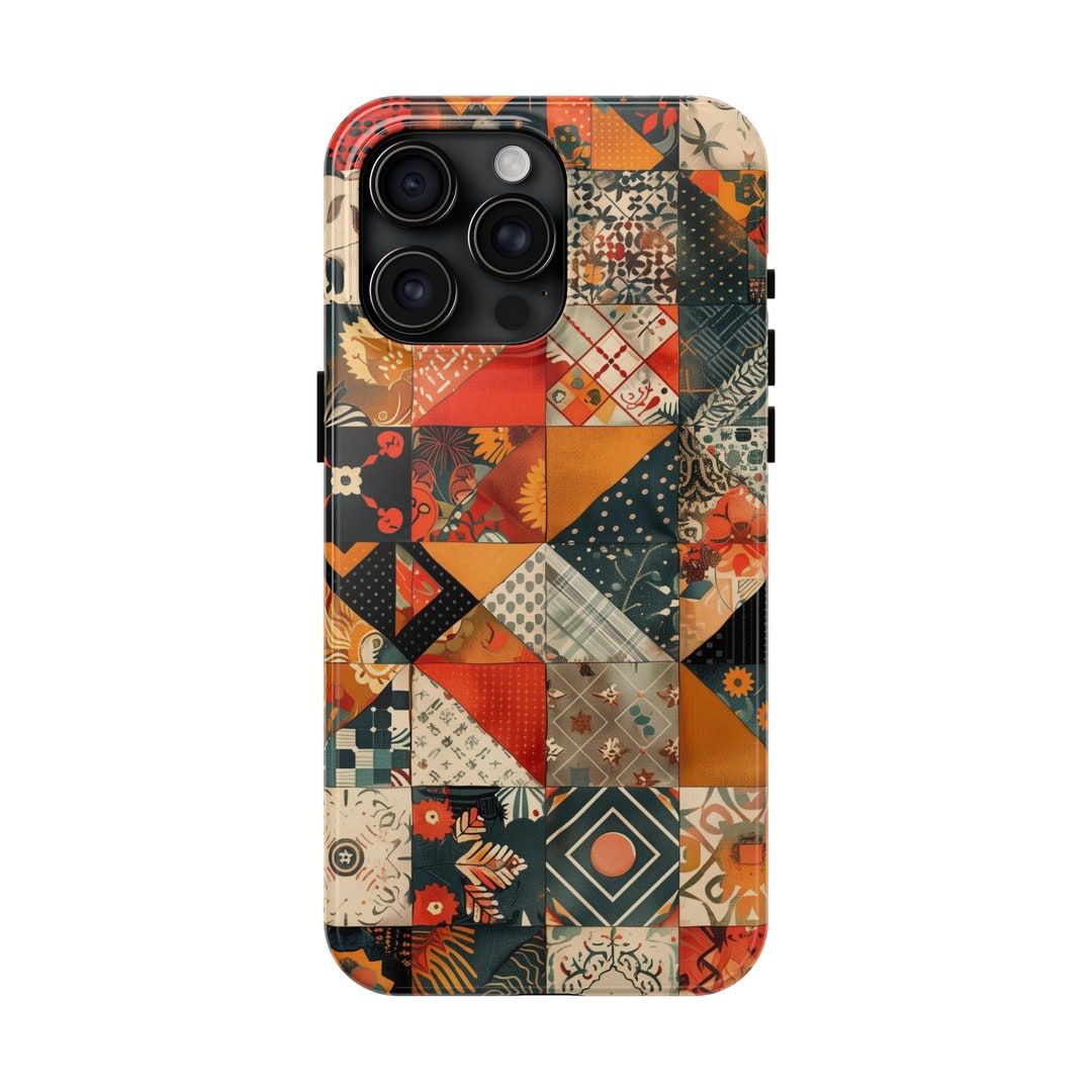 Quilted Patchwork Design Textured Phone Case Cover for iPhone 15 Pro ...