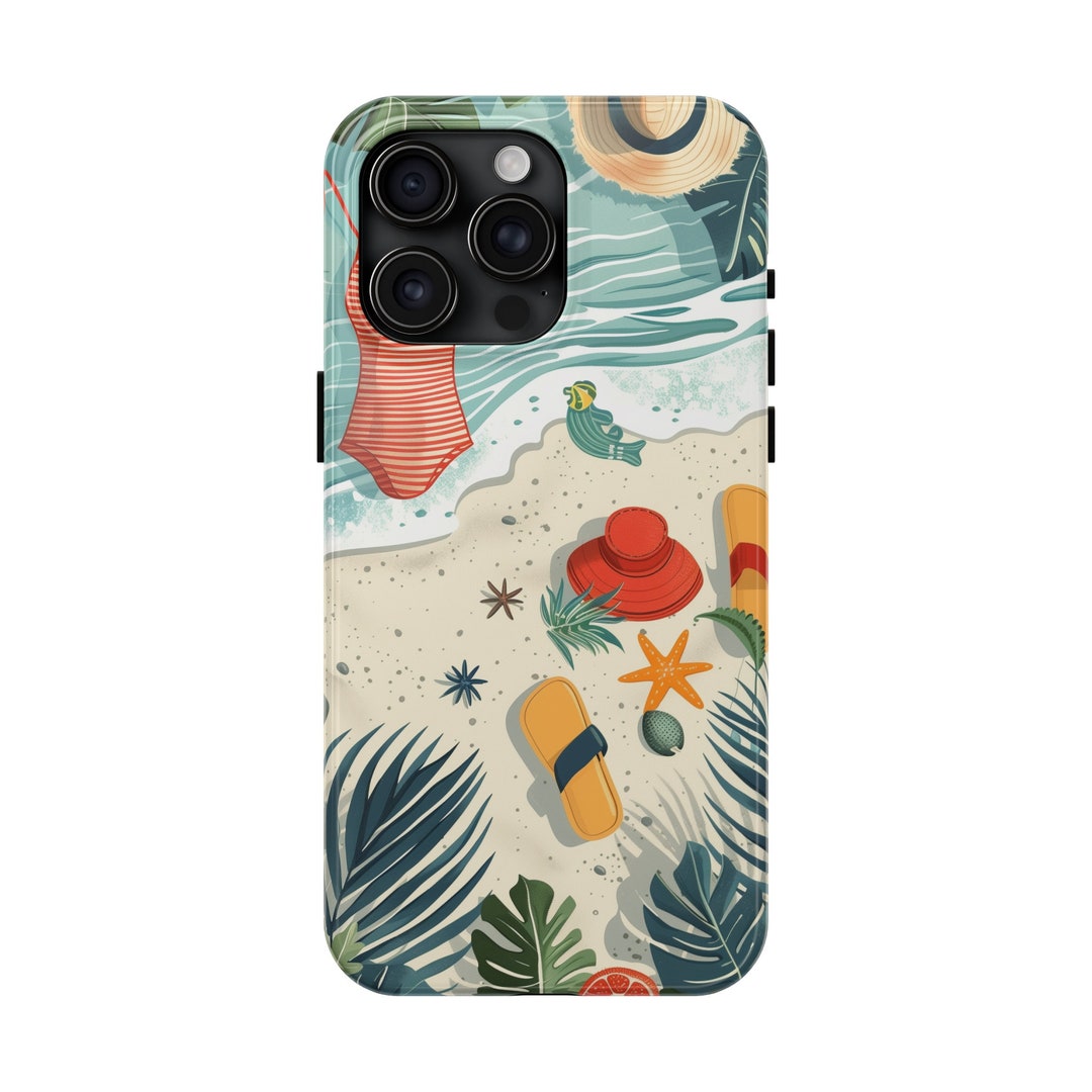 Vintage Beach Postcard Design Phone Case for iPhone 15 Pro Max, 14, 13 ...