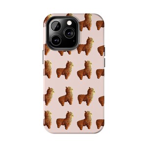 Cute Alpaca Zuzu Pink Llama Plushie Pattern Design Phone Case Rugged ...