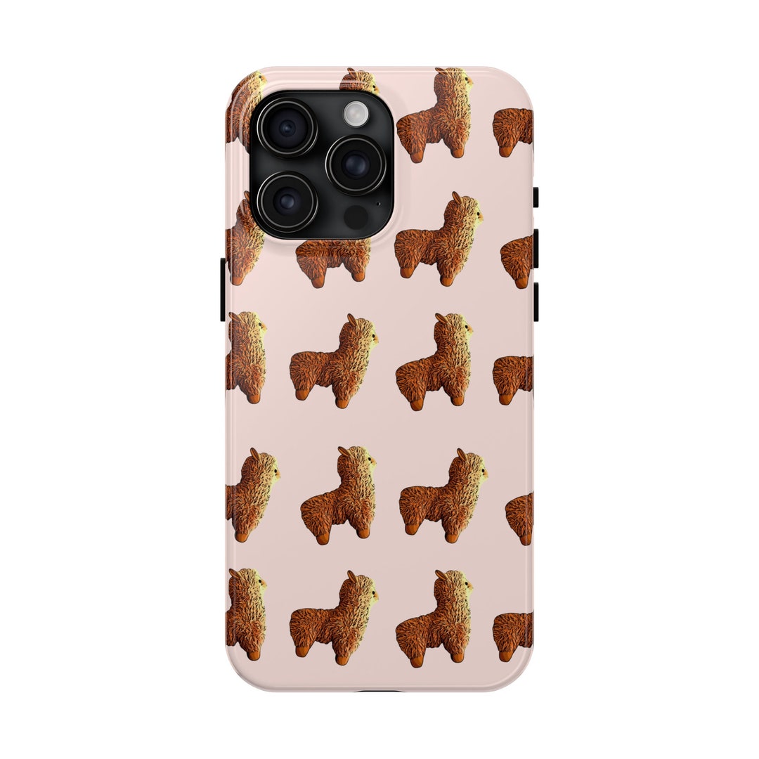 Cute Alpaca Zuzu Pink Llama Plushie Pattern Design Phone Case Rugged ...