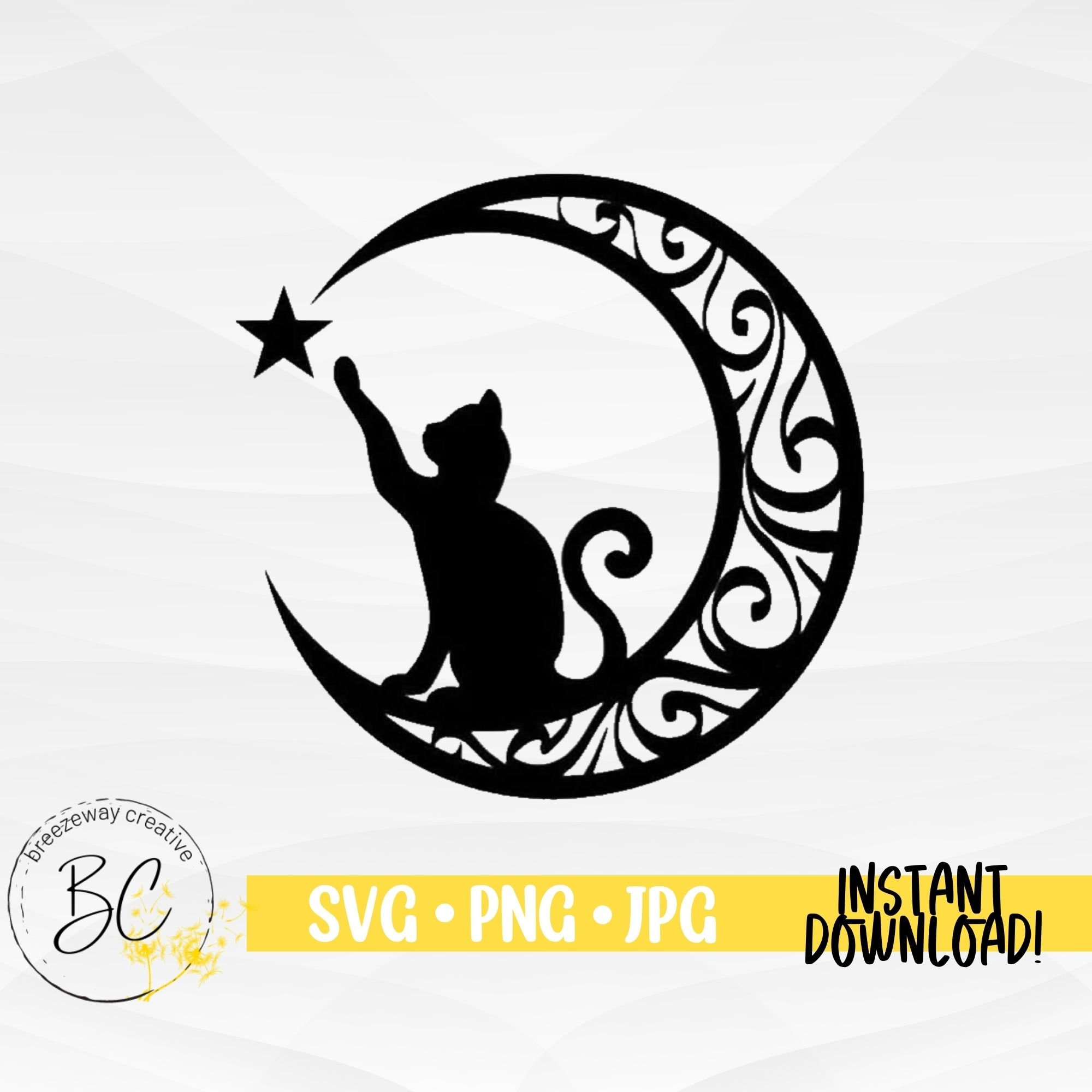 Esoteric Animal svg Mystical Witchy Black Cat Svg Wicca Svg magic moon ...