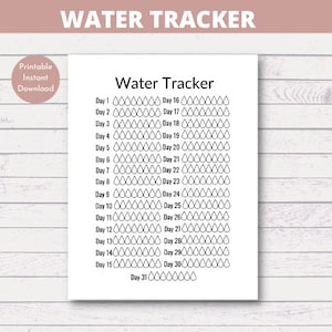 Monthly Water Tracker 31 Day Challenge, Drink Water, Drink Your H2O ...