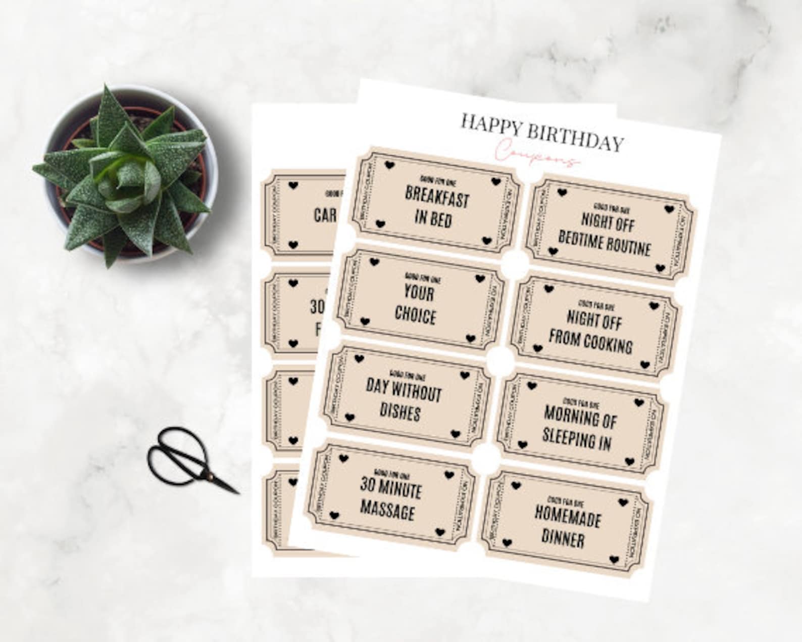 Happy Birthday Coupons | Birthday Gift | Printable Vouchers | Instant ...