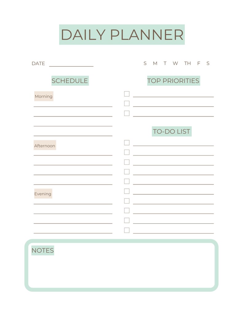 DAILY PLANNER to Do List Printable Productivity Day - Etsy