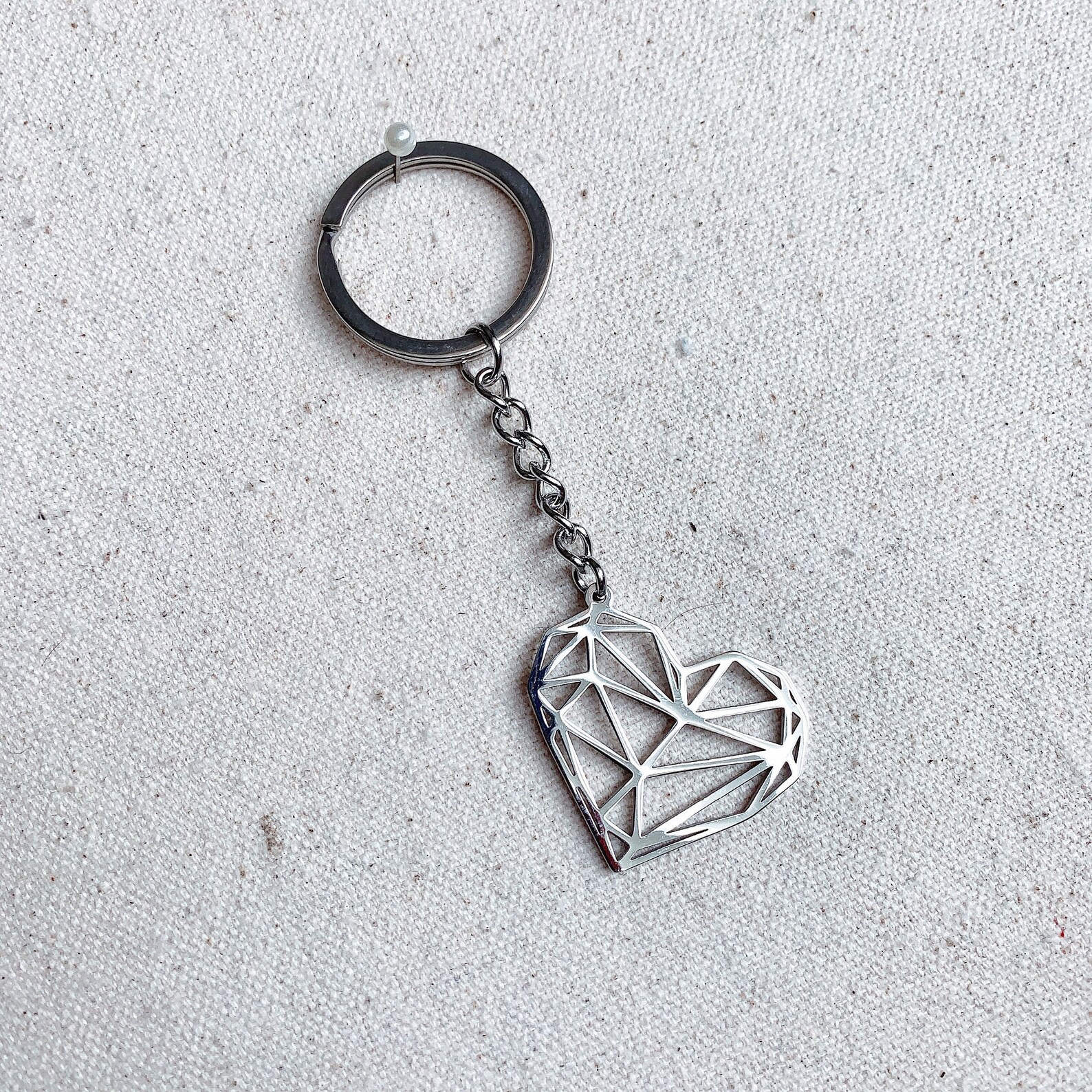 Modern geometric heart outline keychain Stainless Steel - Etsy.de