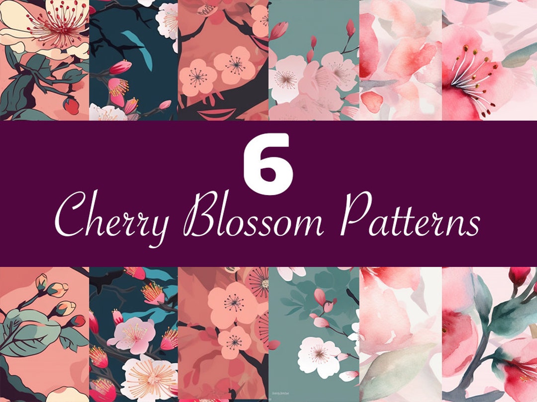 6 Cherry Blossom Patterns Seamless Digital Download - Etsy