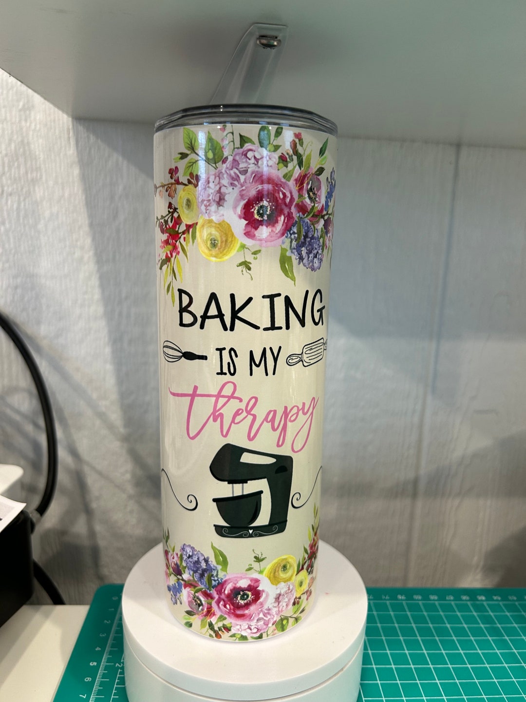 20oz Skinny Stainless Steel Tumbler Sublimation Baking is My Therapy ...