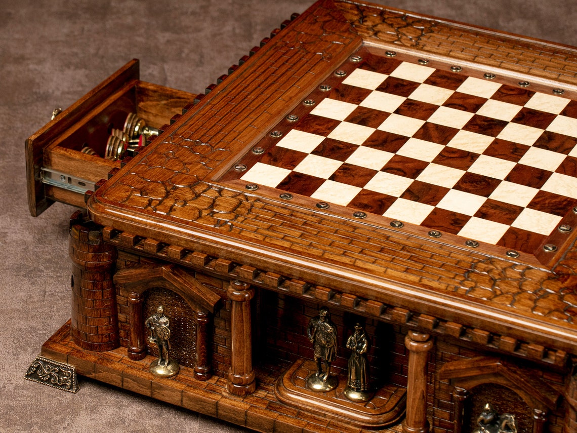 Chess Set Castle Luxury Chess Gift Wooden Chess Board With - Etsy UK