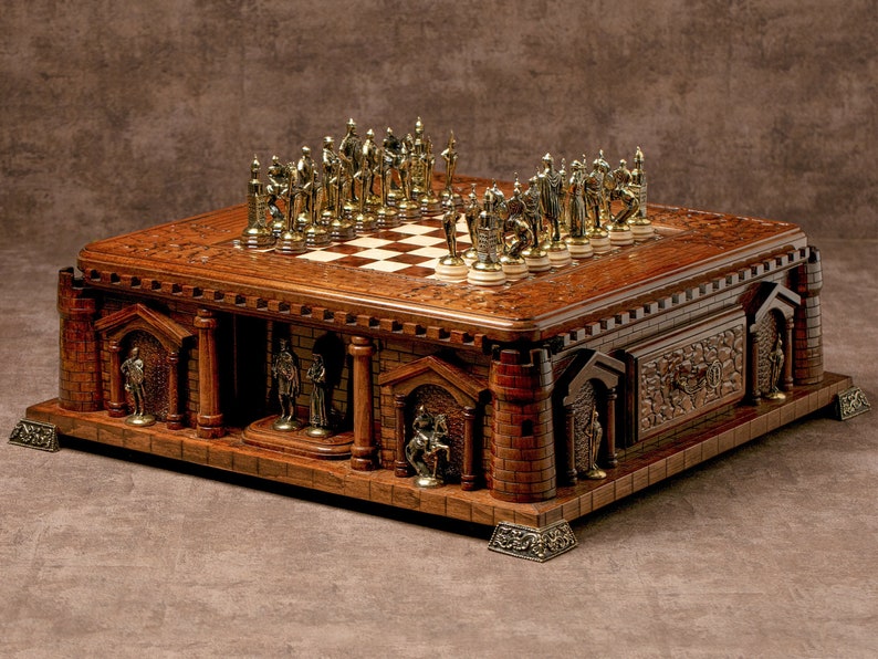 Chess Set Castle Luxury Chess Gift Wooden Chess Board With - Etsy UK