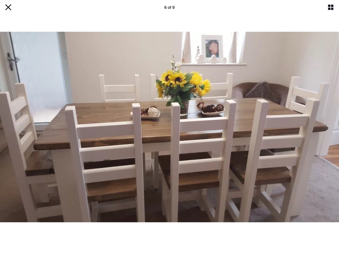 Rustic,farmhouse Dining Table and 8 Chunky Chairs 1800 X 800 in White ...