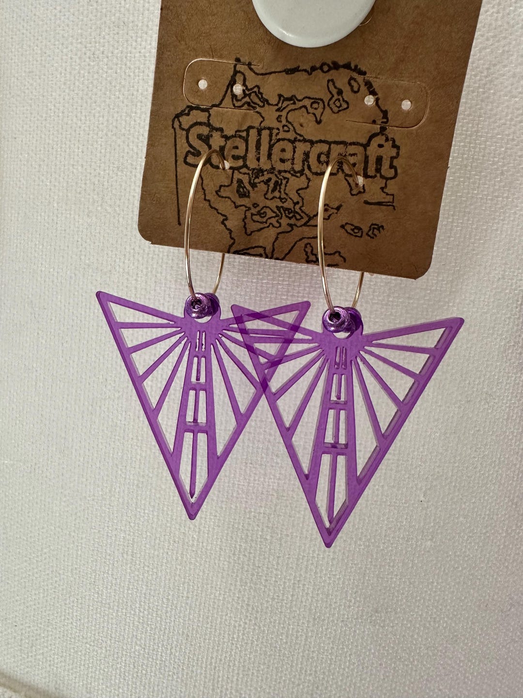 Valkyries Logo Earrings: Dark Violet Pendants on Sterling Silver Hoops ...