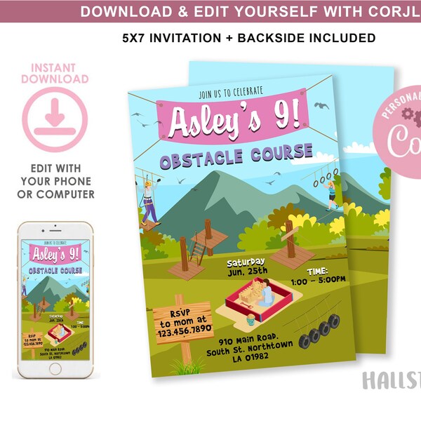 Obstacle Course Birthday Party Invite - Etsy