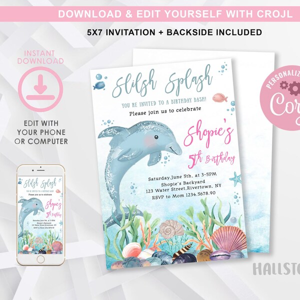 Dolphin Party Invitations - Etsy