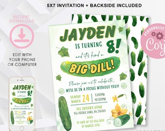 Pickle Party Birthday Invitation, Dill Pickle Party, Digital File ...