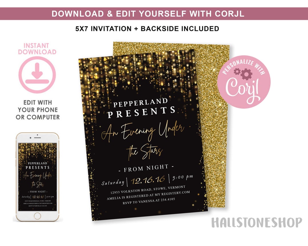Editable Prom Invitation, Night Under the Stars Invite, Formal ...