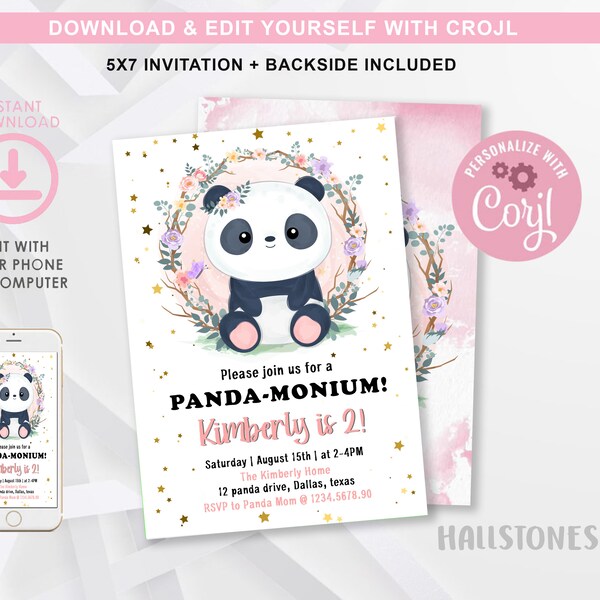 Panda Invitation - Etsy
