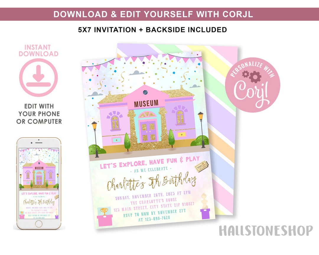 Museum Birthday Invitation, Museum Birthday Invitation, Party ...