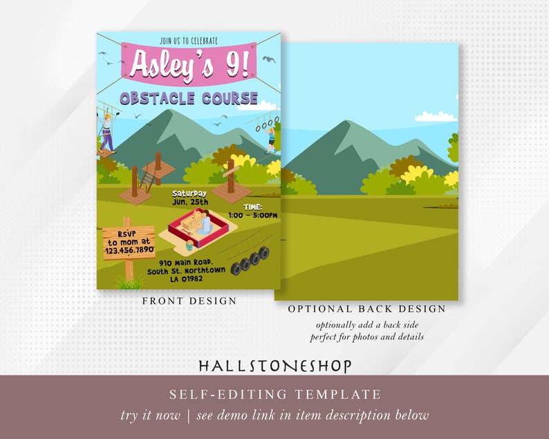 Obstacle Course Birthday Invitations Outdoor Adventure Park - Etsy