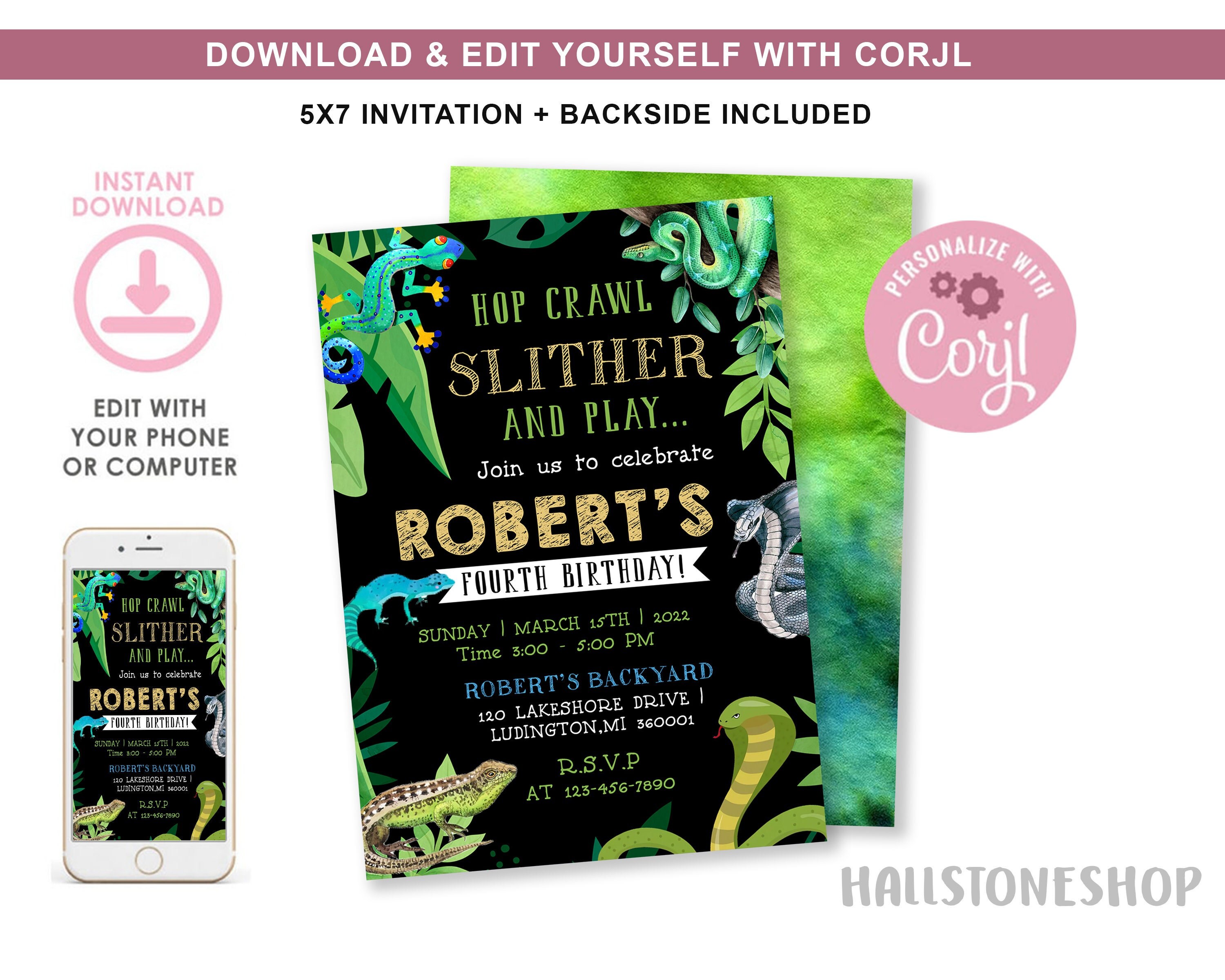 Editable Reptile Invitation Digital and Printable Reptile - Etsy