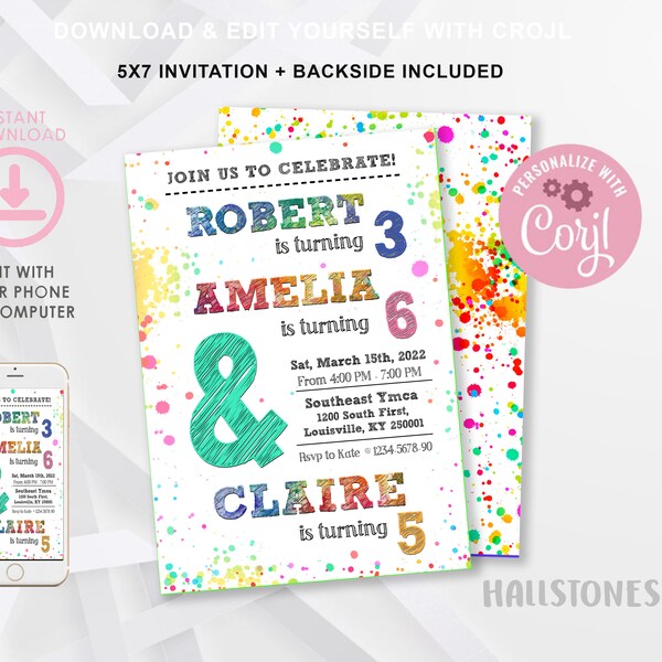 Triple Party Invite - Etsy