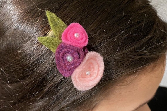 Pink Rosette Hair Clip
