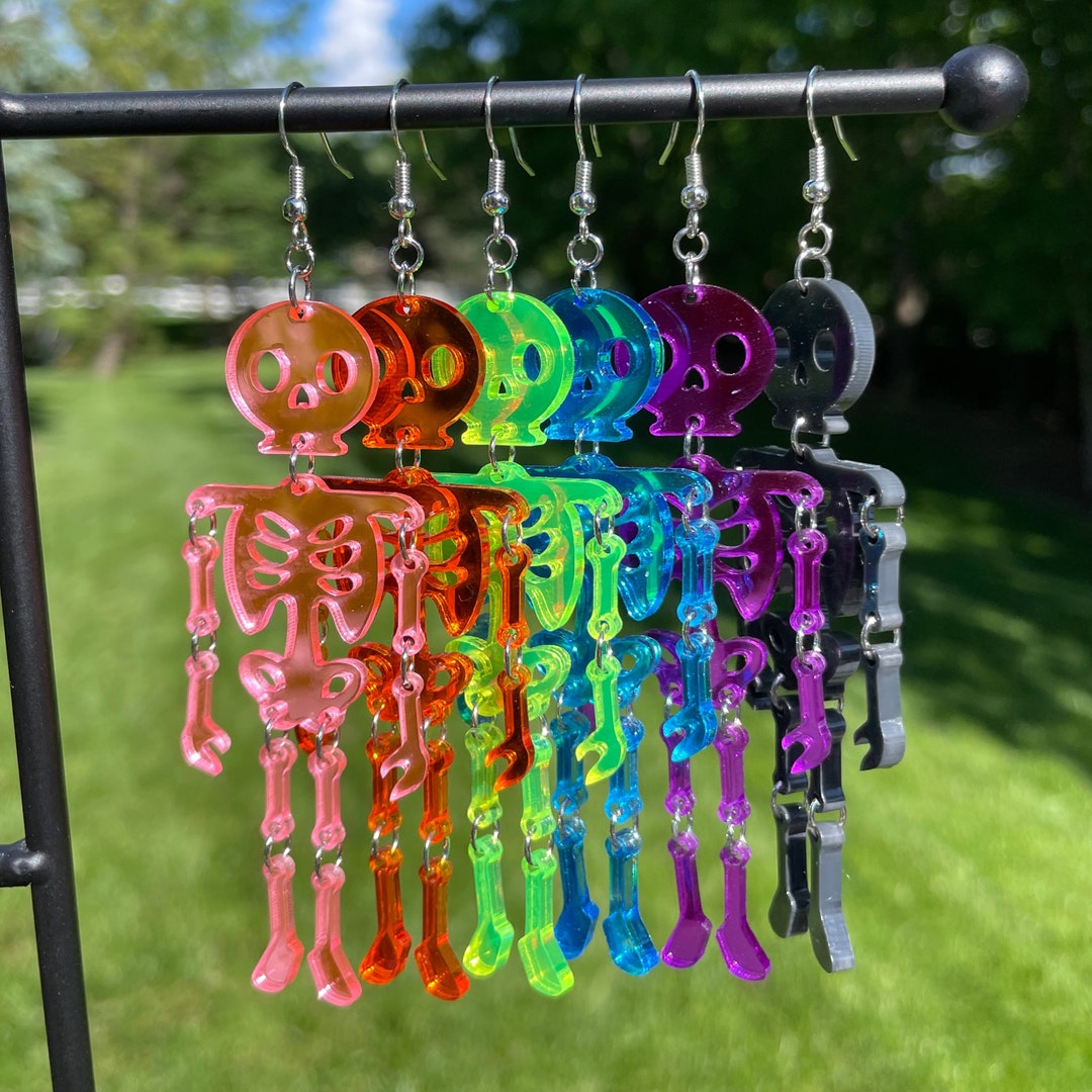 Wiggly Skeleton Dangle Earrings | Novelty Earrings | Unique Earrings ...