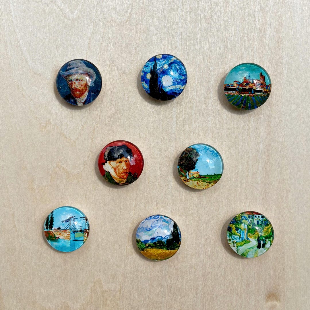 Van Gogh Paintings Gem Magnet Set | Novelty Magnets | Fridge Magnets ...