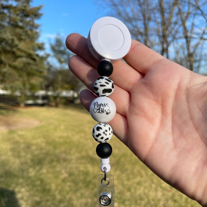 Rotating Alligator Clip Beaded Badge Reel Unique Badge Reel - Etsy