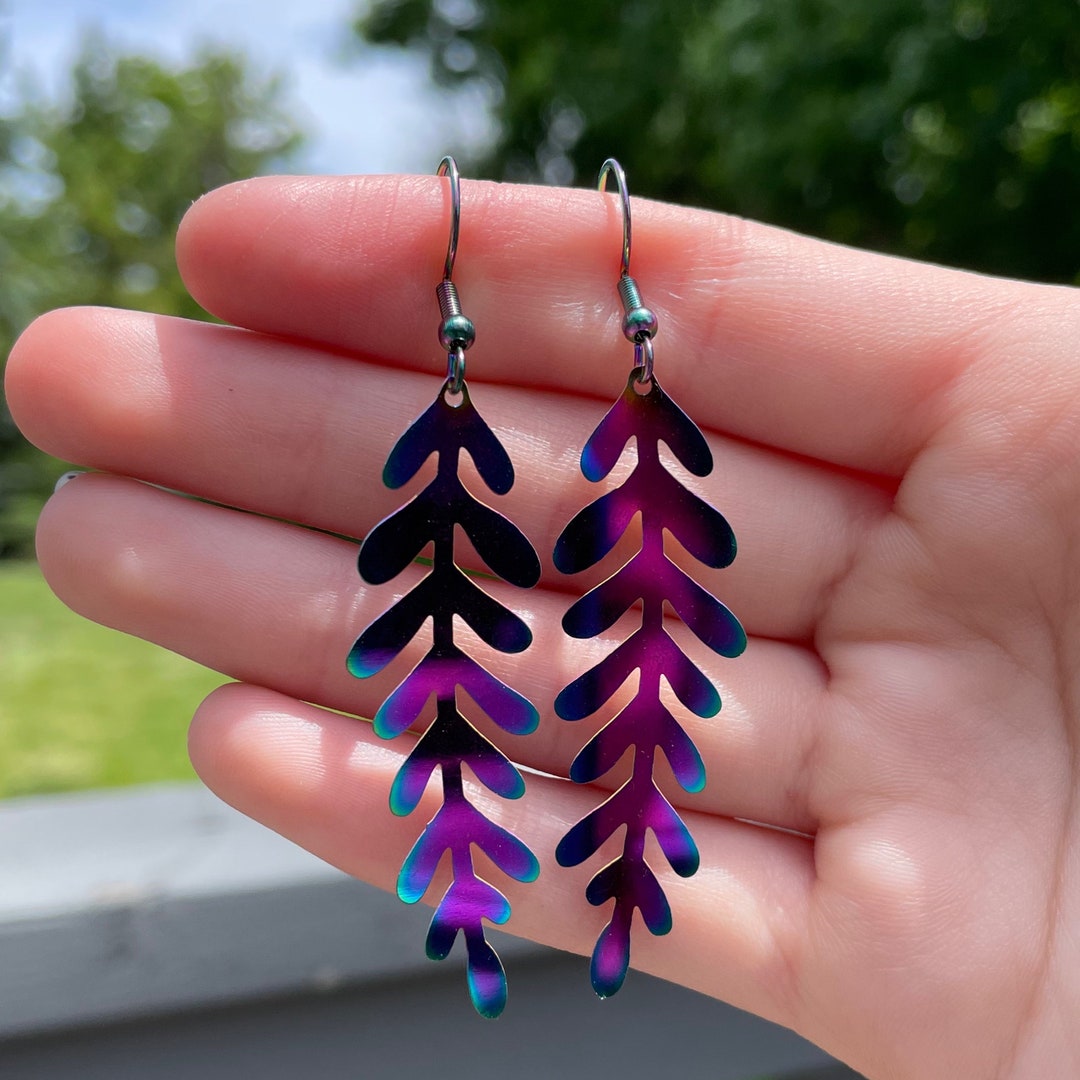 Holographic Branch Dangle Earrings | Novelty Earrings | Unique Earrings ...