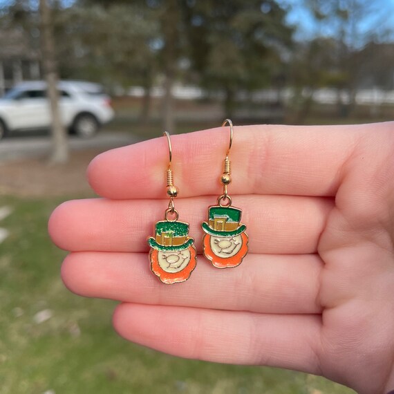 Leprechaun Dangle Earrings Novelty Earrings Unique Earrings Fun Earrings St. Patricks Day Earrings Irish Earrings Etsy
