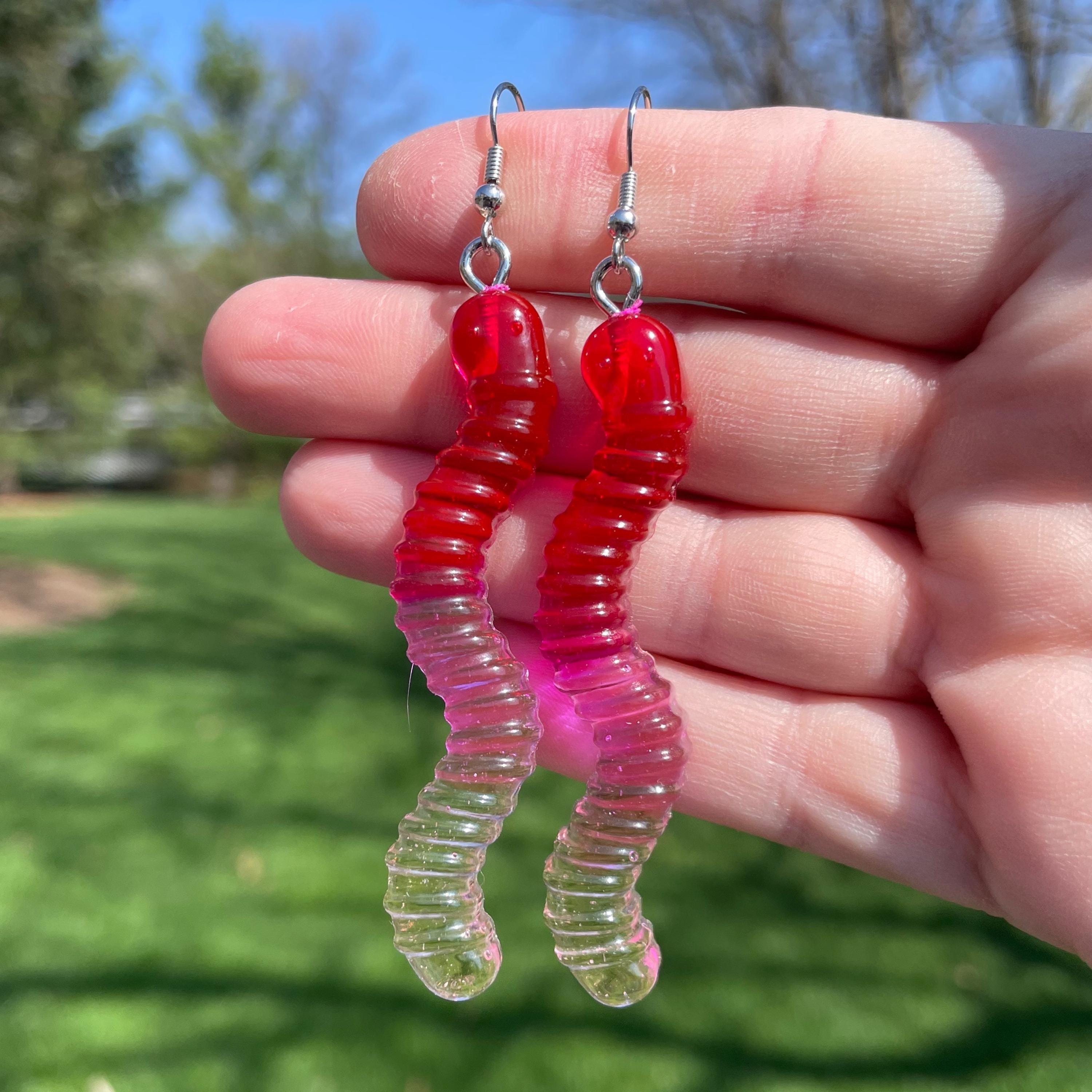 Gummy Style Worm Earrings | Novelty Earrings | Unique Earrings | Funny ...