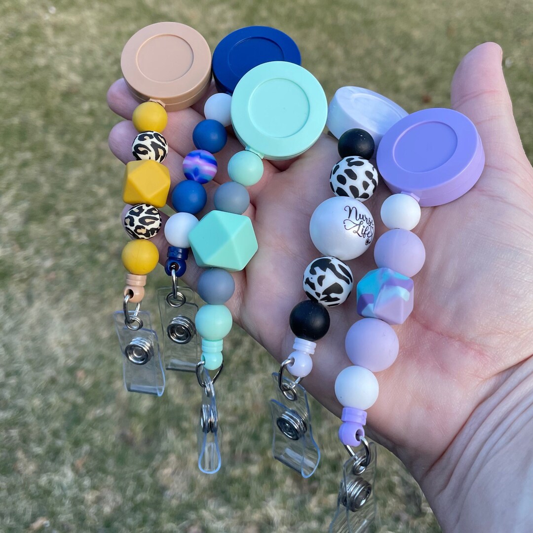 Rotating Alligator Clip Beaded Badge Reel | Unique Badge Reel | Fun ...