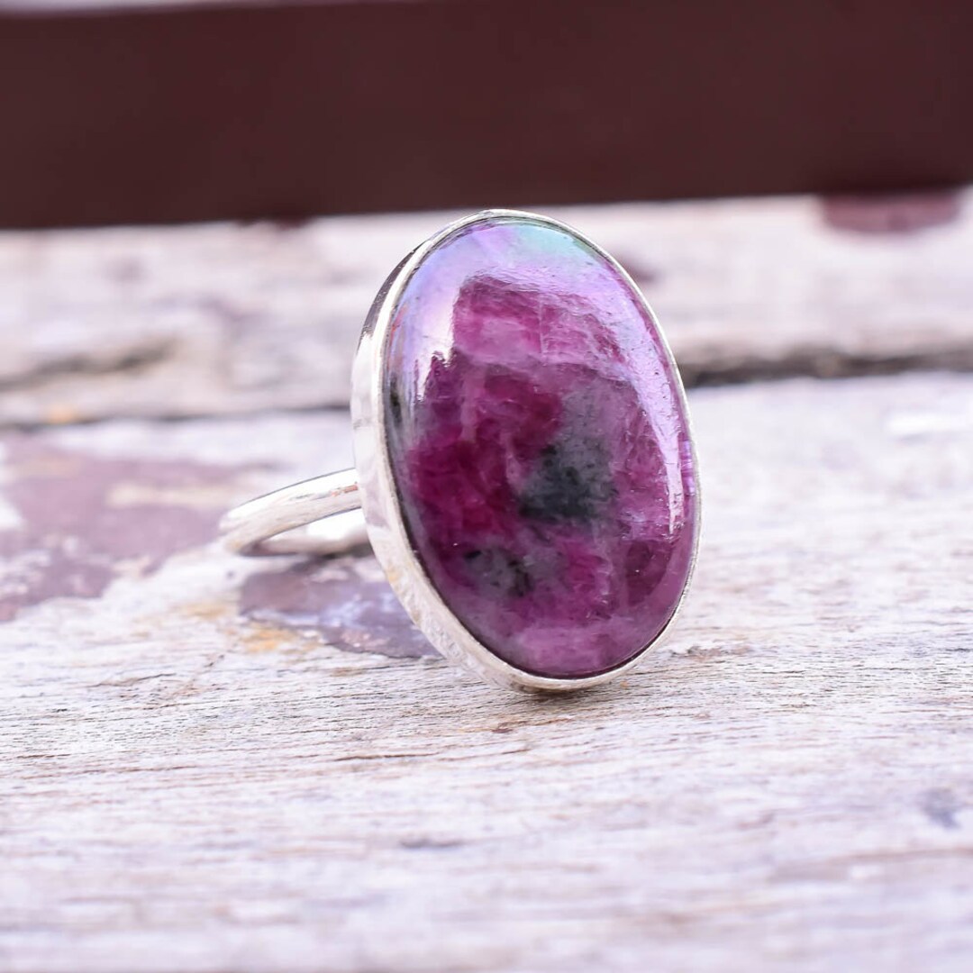 Handmade Ruby in Zoisite Ring: 925 Sterling Silver Band Ring - Etsy