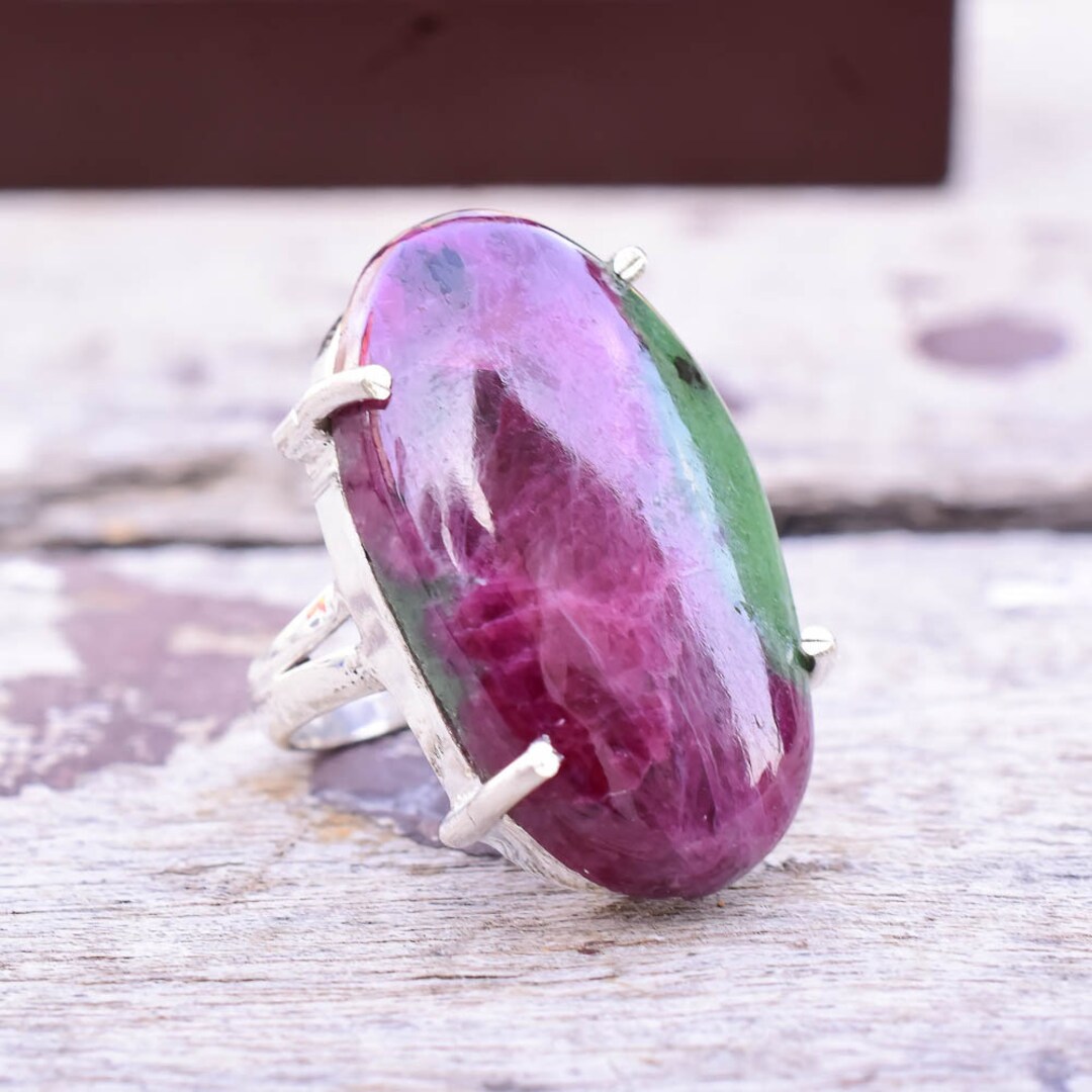 Handmade Ruby in Zoisite Ring: 925 Sterling Silver Band Ring - Etsy