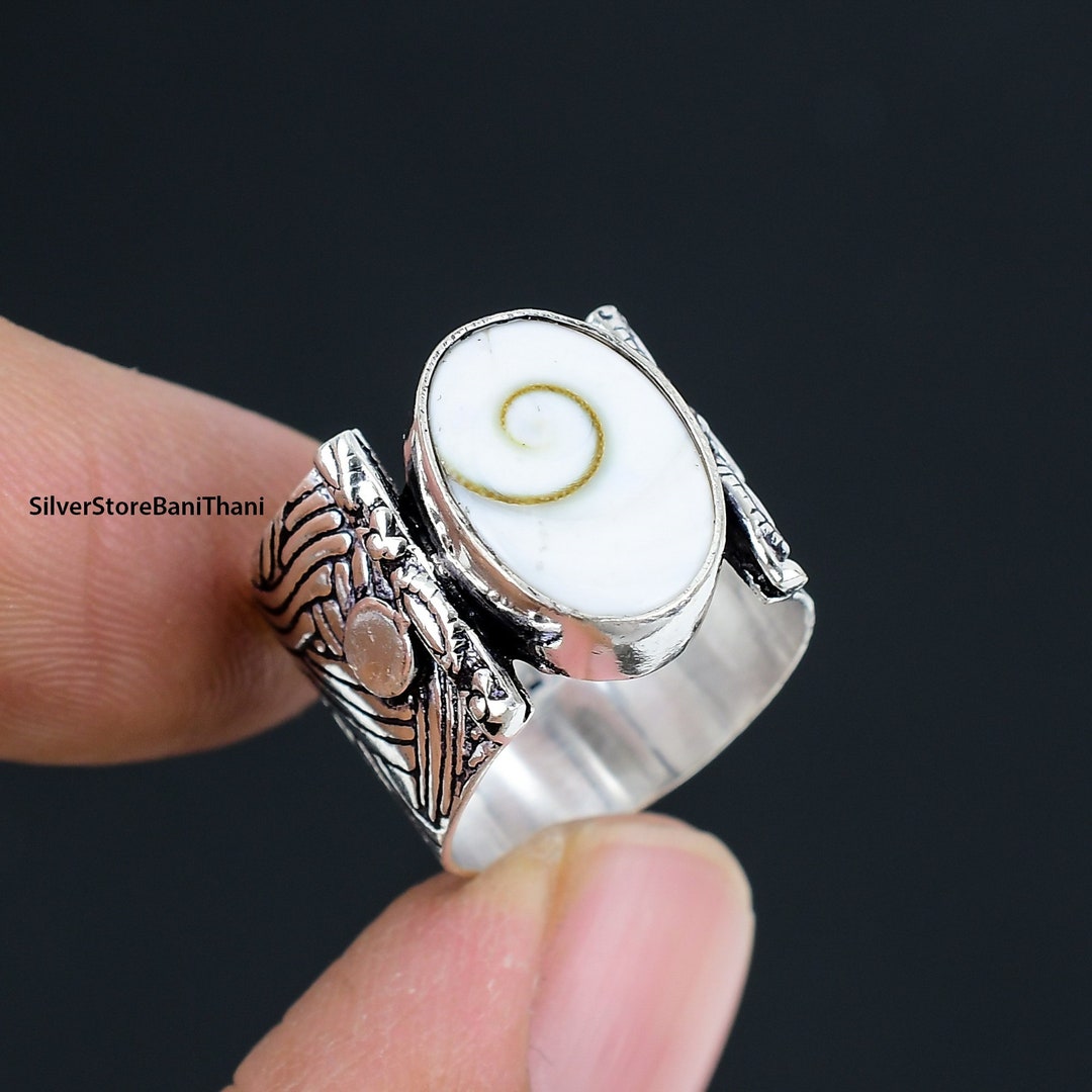 Handmade Shiva Shell Ring: 925 Sterling Silver Gemstone Jewelry - Etsy