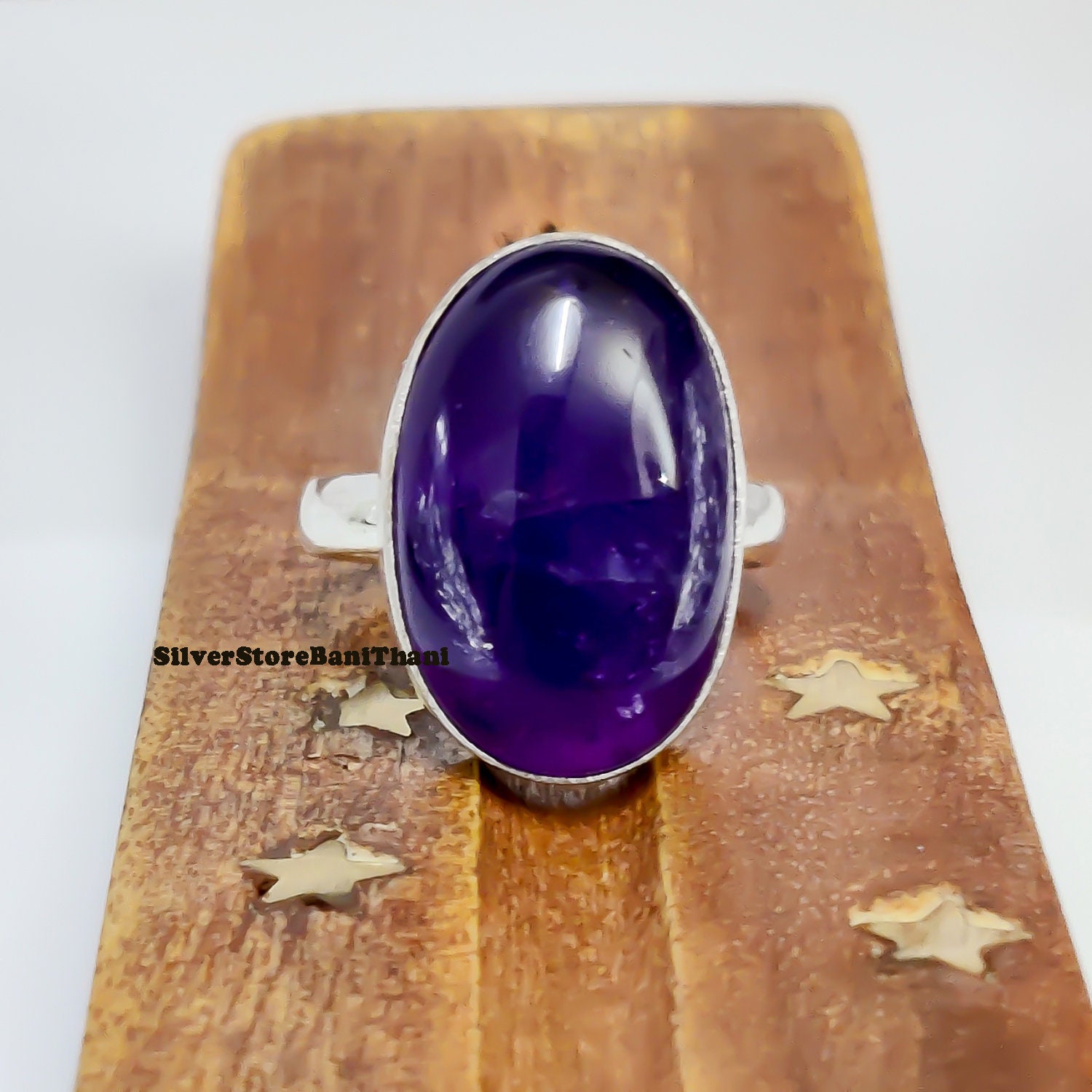 Amethyst Ring, 925 Sterling Silber Ring, handgemachter Ring, lila Stein ...