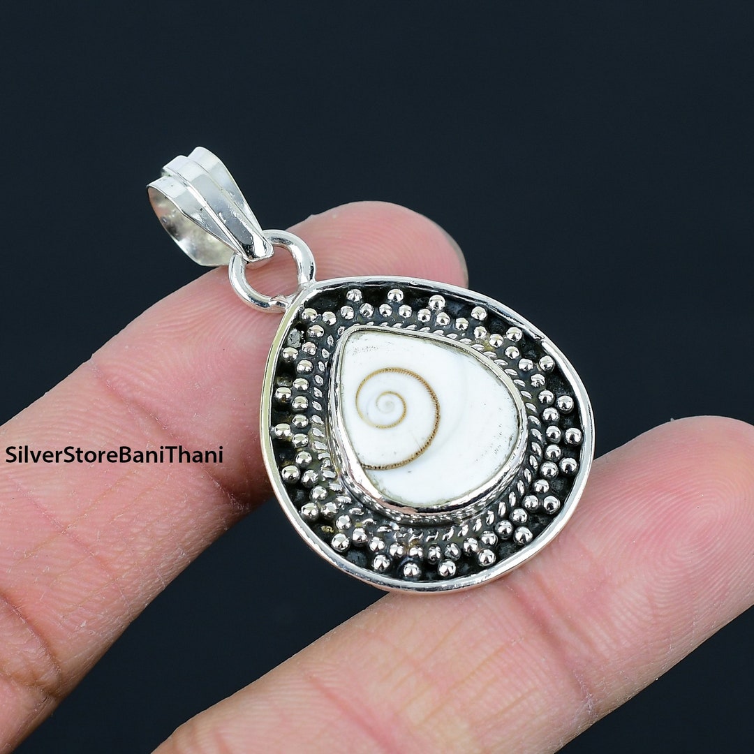 Handmade Shiva Shell Pendant: 925 Sterling Silver Boho Necklace - Etsy