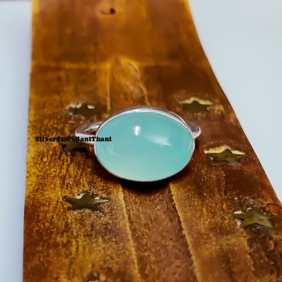 Aqua Chalcedony Ring 925 Sterling Silver Ring Statement | Etsy